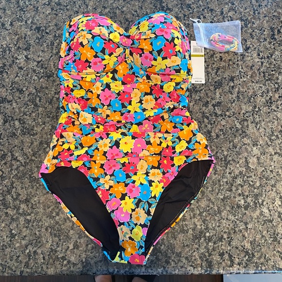 Anne Cole | Swim | Anne Cole Twist Front Bandeau One Piece Multifloral ...